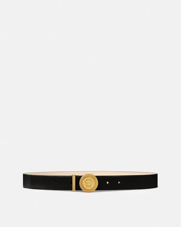 Versace Medusa Biggie Leather Belt 1.2 - Black+gold
