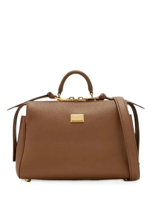 Dolce & Gabbana Vittoria Leather Tote Bag With Logo Plaque