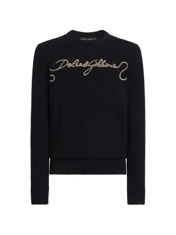 Dolce & Gabbana Embroidered Plain-knit Sweater