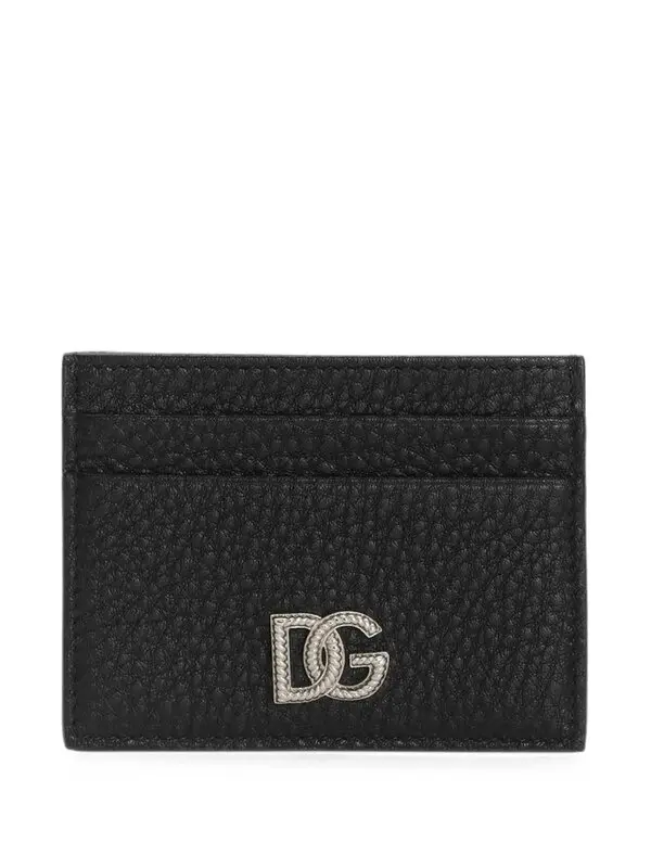 Dolce & Gabbana Calfskin Card Holder With Dg Logo - Black