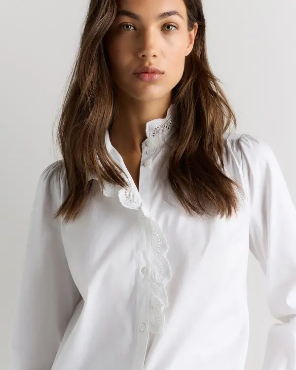 Quince Lace Ruffle Blouse - Classic White