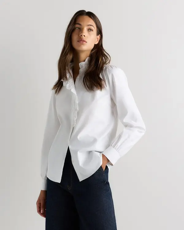 Quince Lace Ruffle Blouse - Classic White