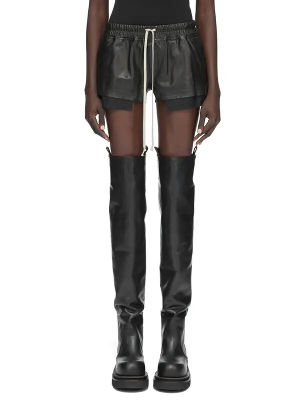 Rick Owens Wool Shorts With Side Slits And Drawstring Waist - Nero