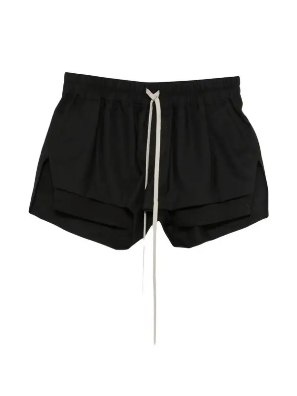 Rick Owens Wool Shorts With Side Slits And Drawstring Waist - Nero