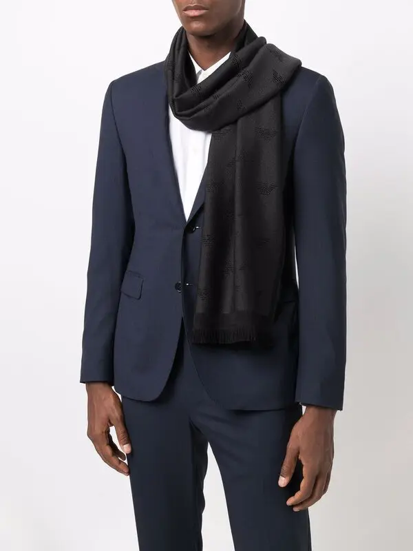 Emporio Armani Allover Logo Wool Scarf