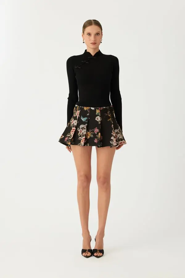 SAU LEE Miles Brocade Skirt - Black Multi
