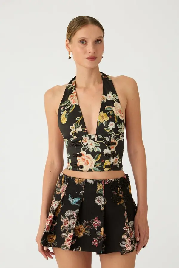 SAU LEE Elena Satin Top