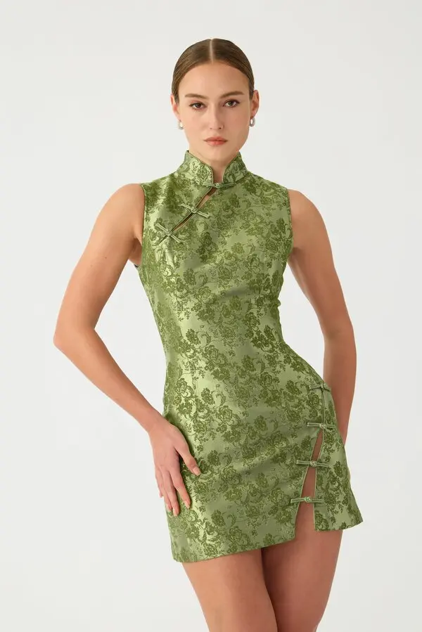 SAU LEE Ines Brocade Mini Dress