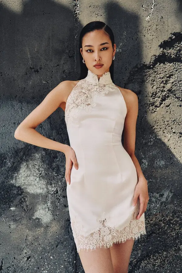 SAU LEE Elva Mini Dress - Pearl