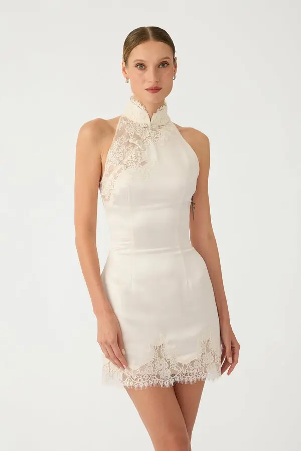 SAU LEE Elva Mini Dress - Pearl
