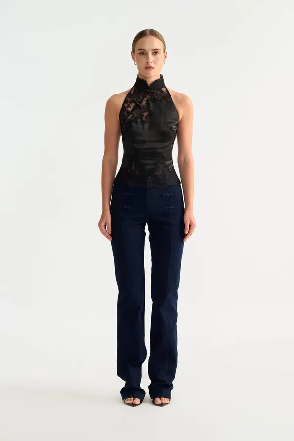 SAU LEE Elva Satin Top