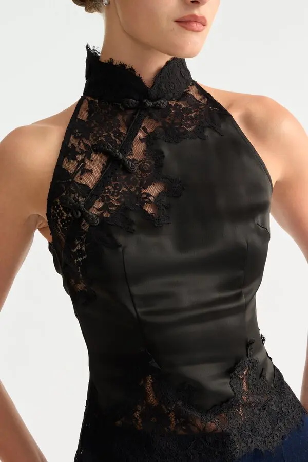 SAU LEE Elva Satin Top
