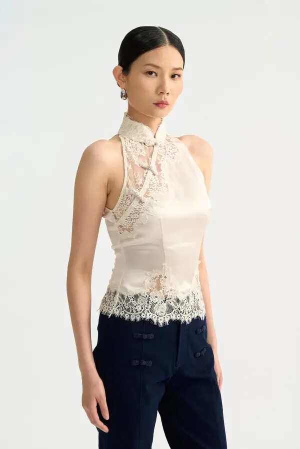 SAU LEE Elva Satin Top