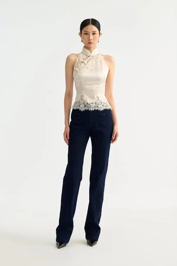 SAU LEE Elva Satin Top