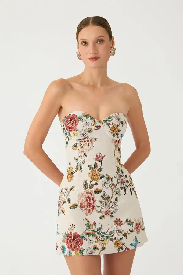 SAU LEE Maria Brocade Mini Dress