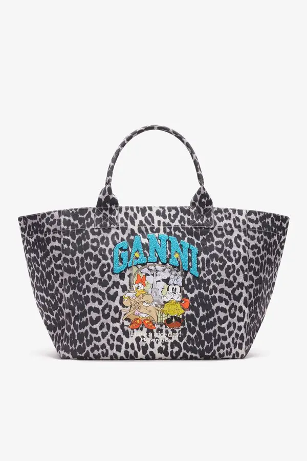 GANNI Tote Xxl With Minnie Mouse & Daisy Duck - Silver