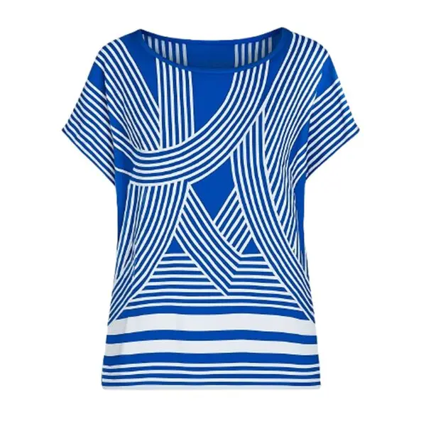 CONQUISTA White Striped Jersey Top - Blue