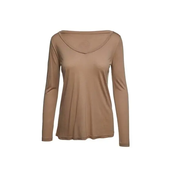 CONQUISTA Light V Neck Top - Brown