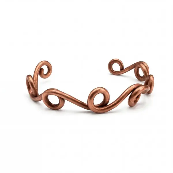 ANATOLIACRAFT Copper Twisted Cuff Bracelet – Handmade Sculptural Open Bangle - Brown