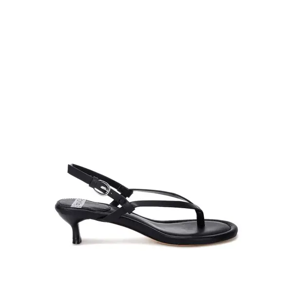 RAG & CO Brisbou Thong Strap Heels In Leather By - Black