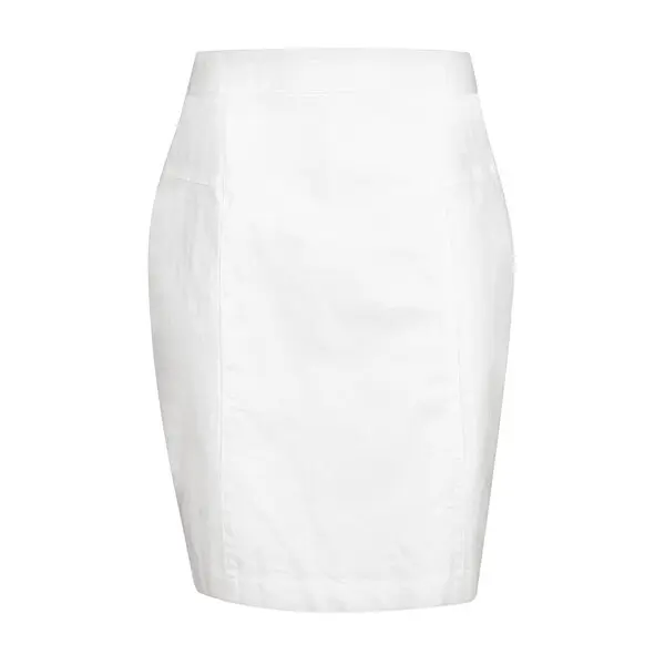 CONQUISTA Chic Cotton-elastane Pencil Skirt With Decorative Stitching & Hidden Zipper - White