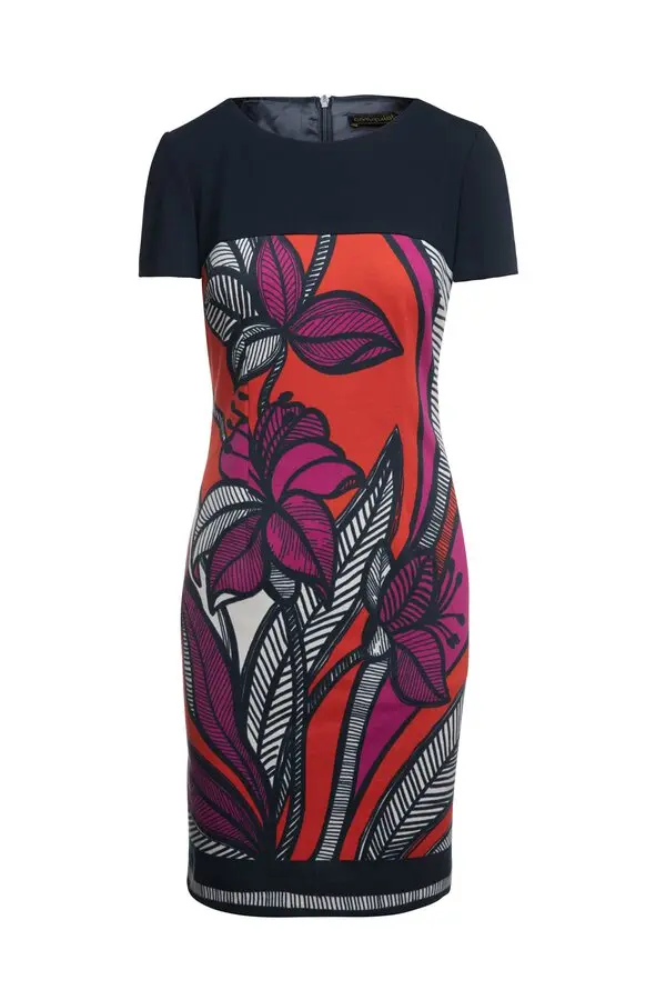 CONQUISTA Blue / Red Blue & Red Floral Dress - Blue/red