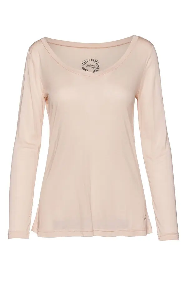 CONQUISTA Long Sleeve Light Pink Top - Orange