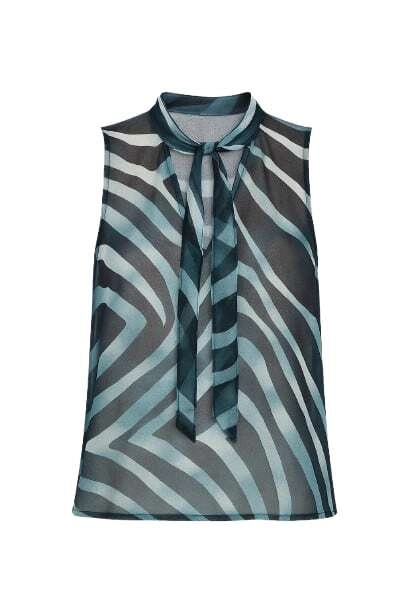 CONQUISTA Sleeveless Tie Detail Top In Navy - Blue