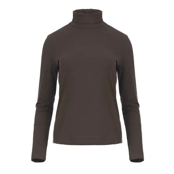 CONQUISTA Turtle Neck Top In Sustainable Fabric - Brown