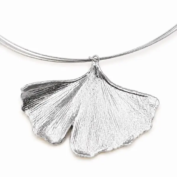 MOTHER NATURE JEWELRY Ginkgo Biloba Leaf Necklace, Handmade Statement Pendant Nature Jewelry, Sterling - Silver