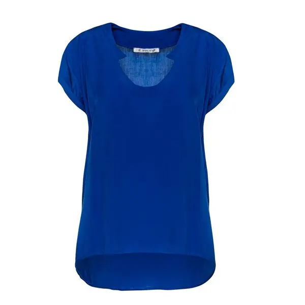CONQUISTA Dark Cap Sleeve Top - Blue