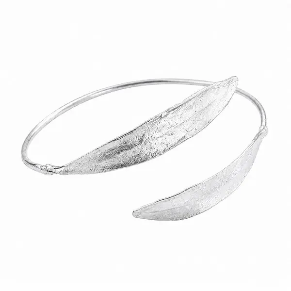 MOTHER NATURE JEWELRY Olive Leaf Bracelet, Handmade Cuff Nature Jewelry, Sterling - Silver