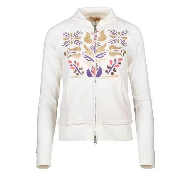 CONQUISTA Neutrals Ecru Zip Cardigan With Pouch Pockets