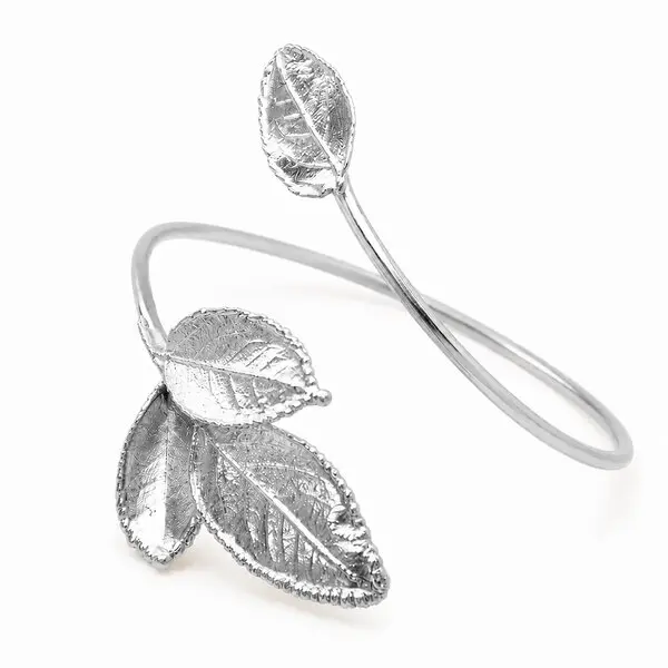 MOTHER NATURE JEWELRY Rose Leaves Bracelet, Handmade Statement Cuff Nature Jewelry, Sterling - Silver