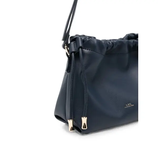 A.p.c. Navy Smooth Grain Shoulder Bag With Gold-tone Hardware - Blue
