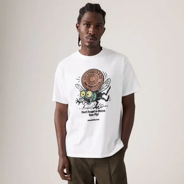 LEVI'S Vintage Graphic T-shirt - Button Your Fly White Plus