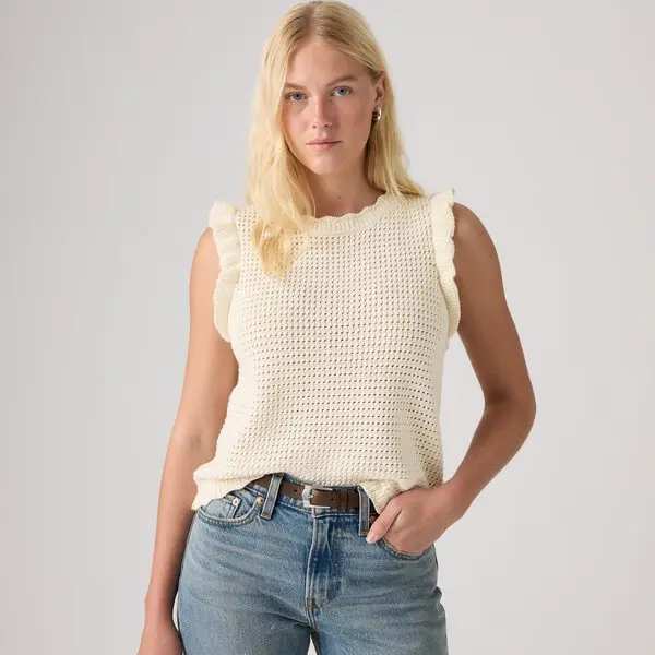 LEVI'S Lulu Flutter Sleeve Sweater Tank - Egret