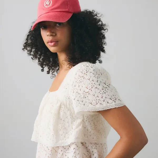 LEVI'S Dom Short-sleeve Lace Blouse - Egret