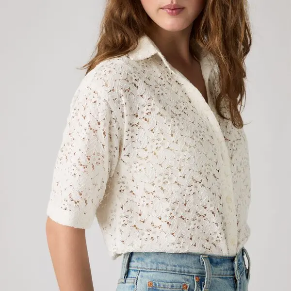 LEVI'S Harlie Boyfriend Short-sleeve Lace Button-down Shirt