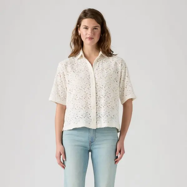 LEVI'S Harlie Boyfriend Short-sleeve Lace Button-down Shirt