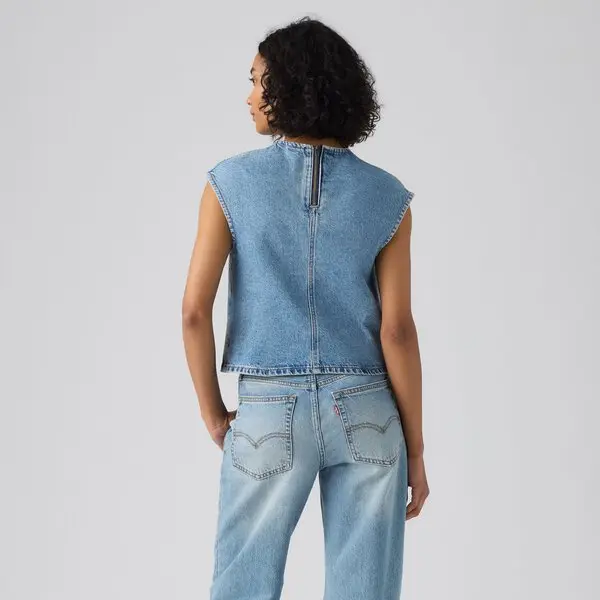 LEVI'S Denim Sleeveless Zip-up T-shirt