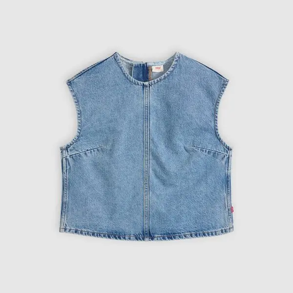 LEVI'S Denim Sleeveless Zip-up T-shirt