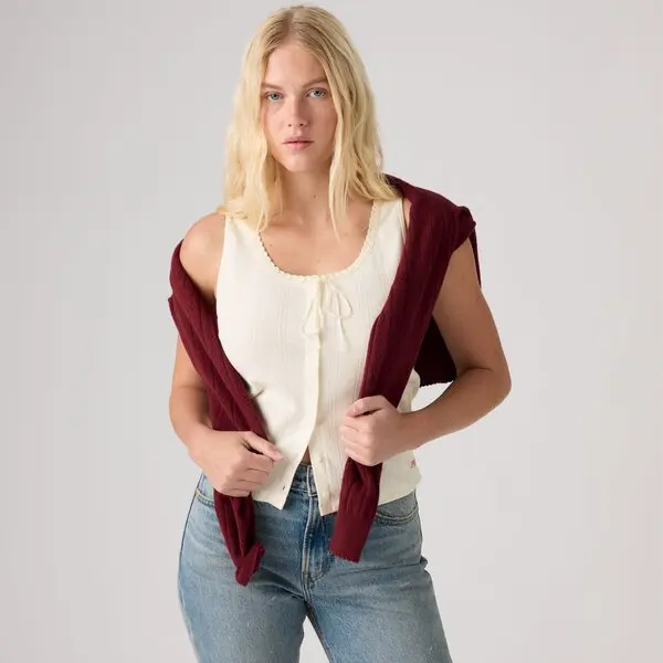 LEVI'S Dry Goods Pointelle Lace Tank - Egret