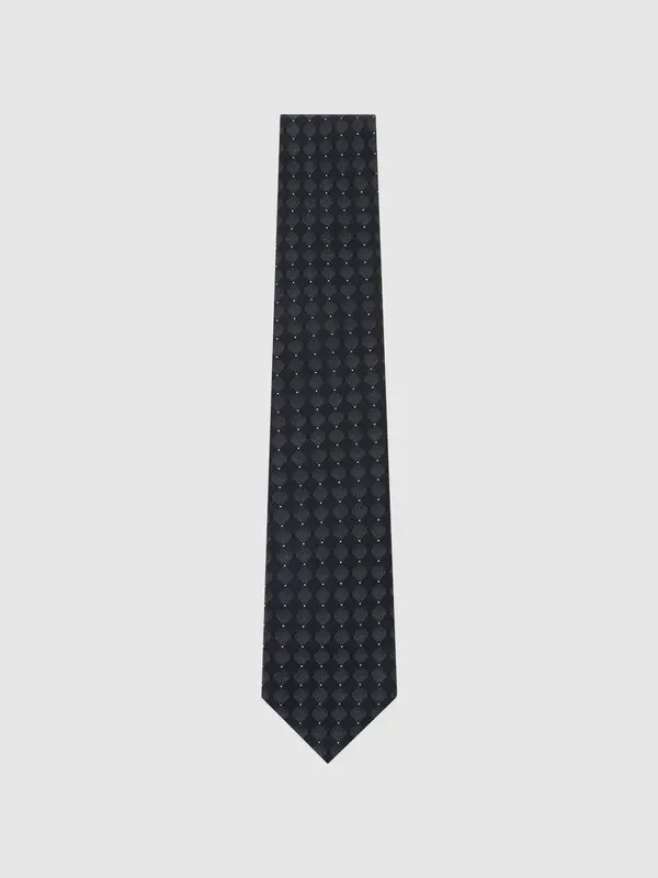 REISS Silk-blend Woven Diamond Neck Tie - Navy