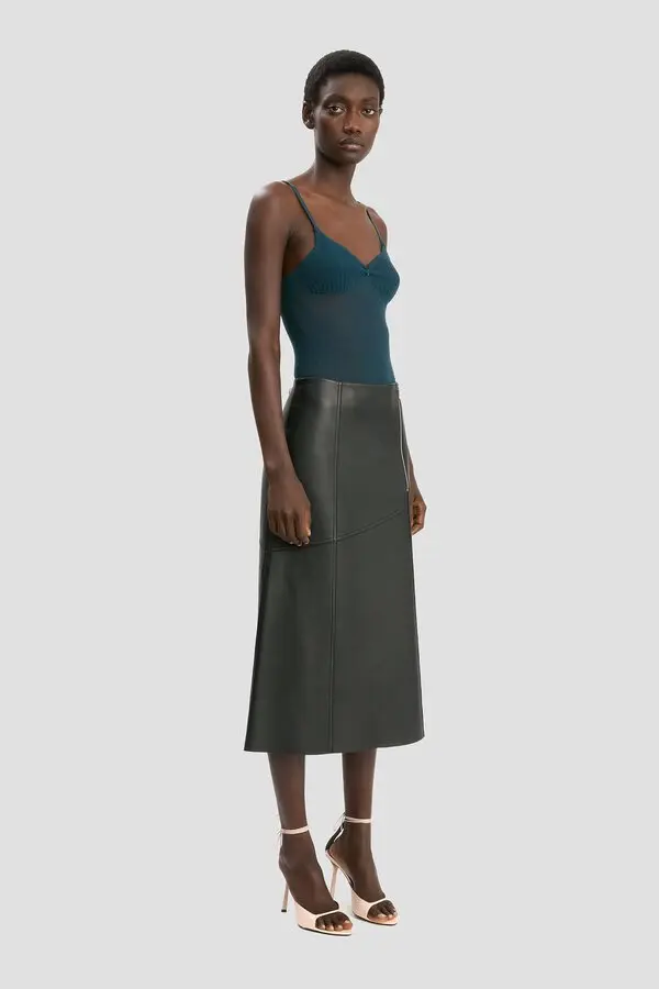 Victoria Beckham Panelled Leather Midi Skirt