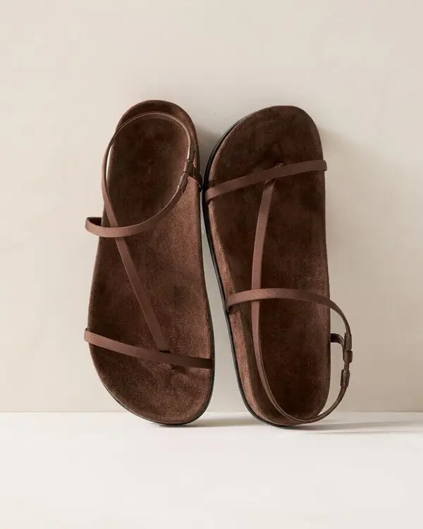 HAVEN WELL WITHIN Satin Strappy Wrap Around Sandals - Chocolate Chip