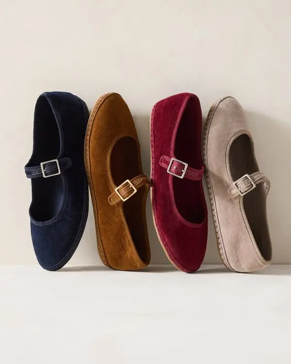 HAVEN WELL WITHIN Velvet Mary Jane Ballet Flats - Toffee