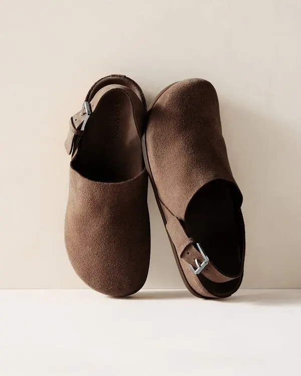 HAVEN WELL WITHIN Suede Buckle Clogs - Deep Mocha