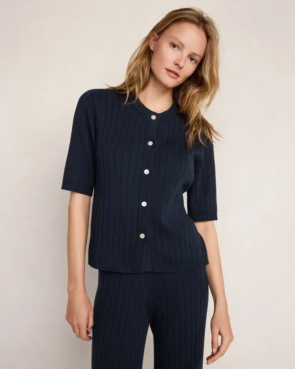 HAVEN WELL WITHIN Organic Cotton Ribbed Short Sleeve Sweater
