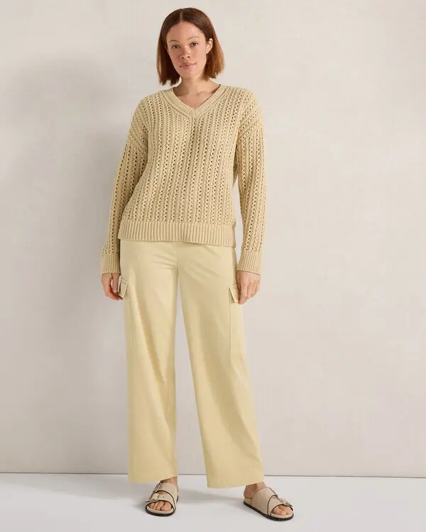 HAVEN WELL WITHIN Textured Cotton Blend V-neck Sweater - Cortado